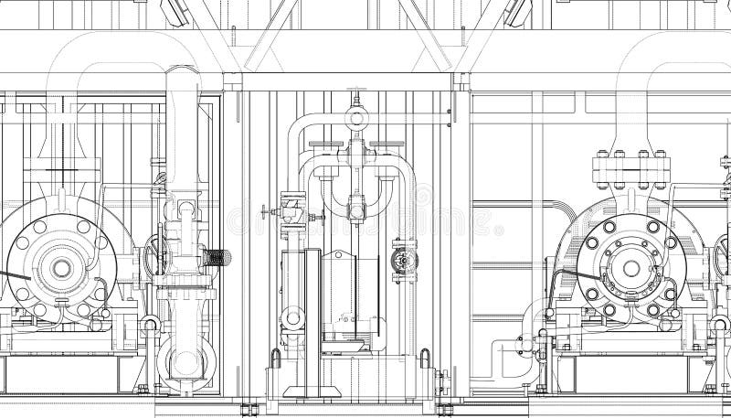 Pump station. Vector stock vector. Illustration of wire - 229805911