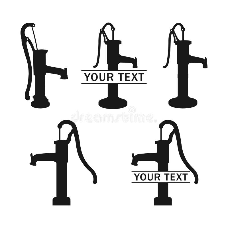 Pump Water Well Icon Vector Illustration. Old Water Pump Silhouette Stock Vector - Illustration ...
