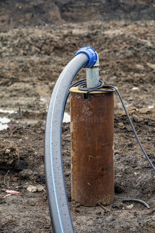 Pumping Flood Water Using Deep Well Stock Image - Image of digger ...