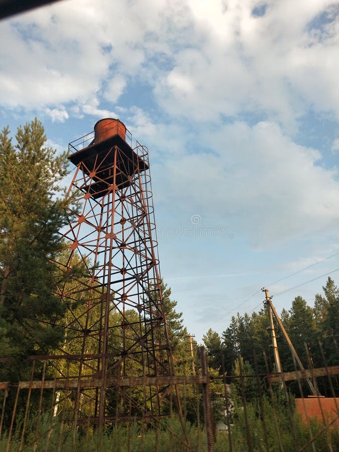 Pumping station in trees stock image. Image of autumn - 226736561