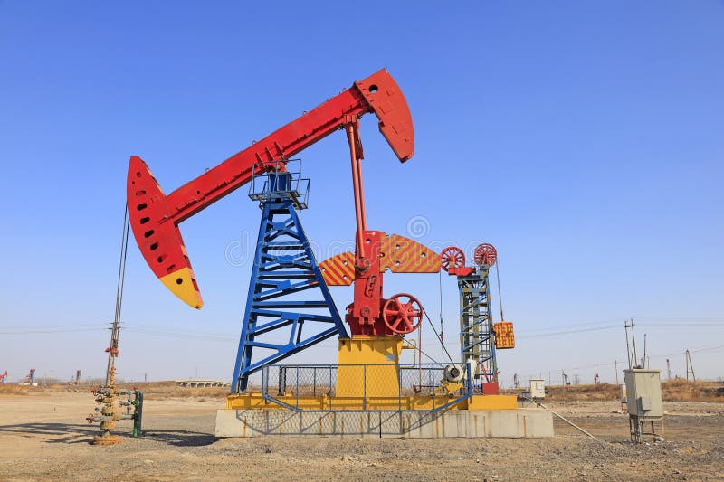 Pumping Unit Under Blue Sky Stock Image - Image of construction ...