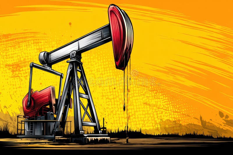 Pumpjack Icon in Vibrant Pop-Art Style Showcasing Bold Colors and ...