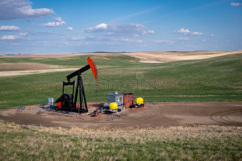 Pumpjacks Working in the Oil Fields of Alberta Stock Image - Image of ...
