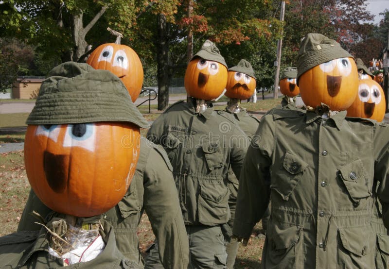 The Pumpkin Army stock photo. Image of hats, skin, kentville - 118538754