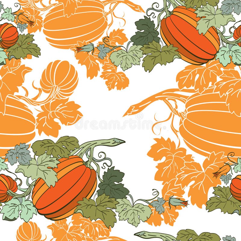 Pumpkin Background Seamless Pattern Stock Vector - Illustration of ...