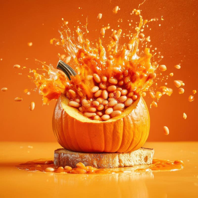 Pumpkin Baked Beans Explosion Stock Illustration - Illustration of ...