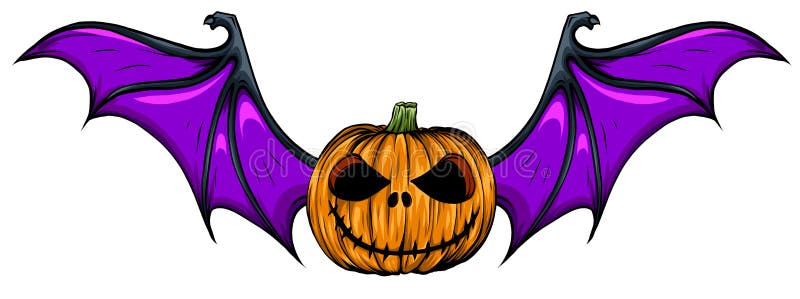 Pumpkin with Bat Wing Vector Illustration Art Stock Vector ...