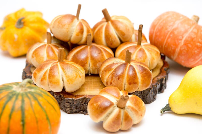 Pumpkin Buns on the Baking Rack. Autumn Concept Stock Image - Image of ...