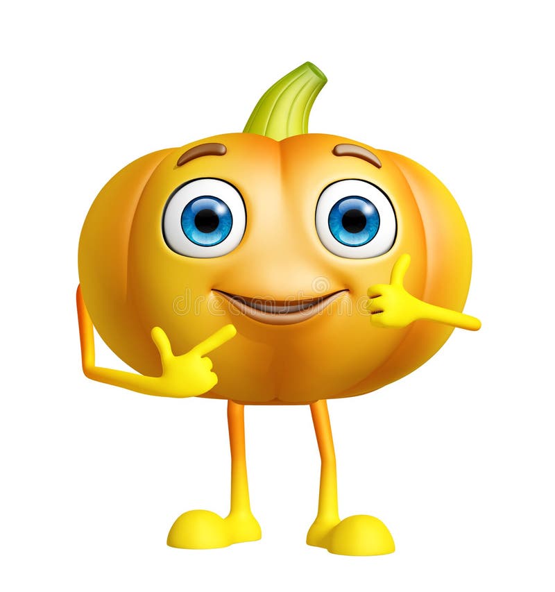 Pumpkin Character with Pointing Pose Stock Illustration - Illustration ...