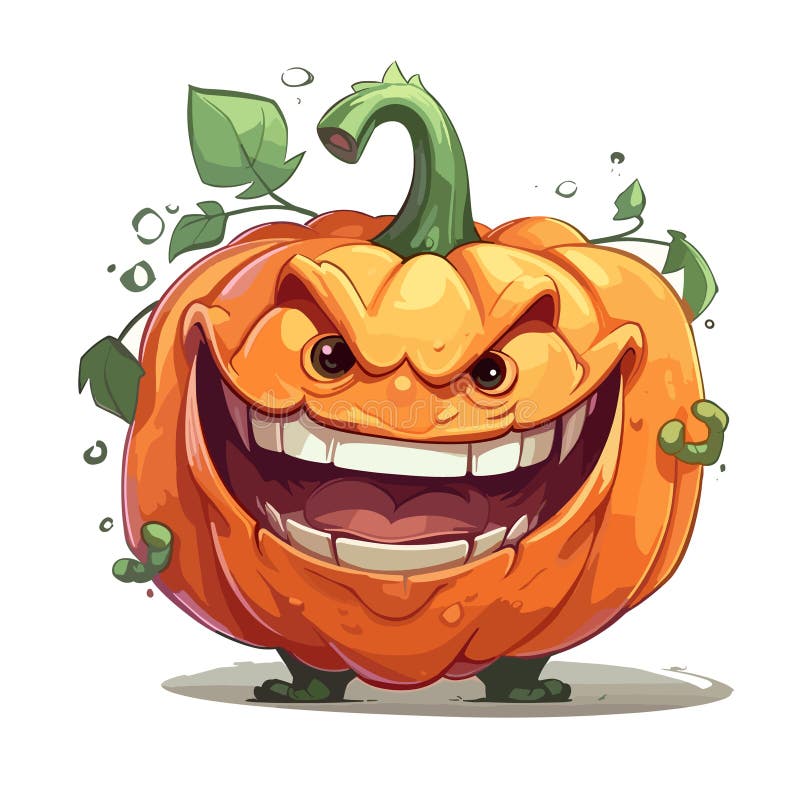 The Pumpkin Character is Smiling Evilly. Vector Illustration Stock ...