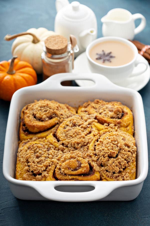 Pumpkin cinnamon rolls stock image. Image of golden - 158025571