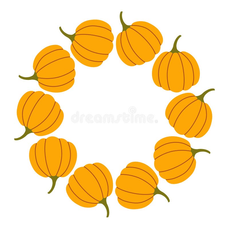 Pumpkin Circle Frame. Round Border Made of Fall Pumpkins Stock Illustration - Illustration of ...