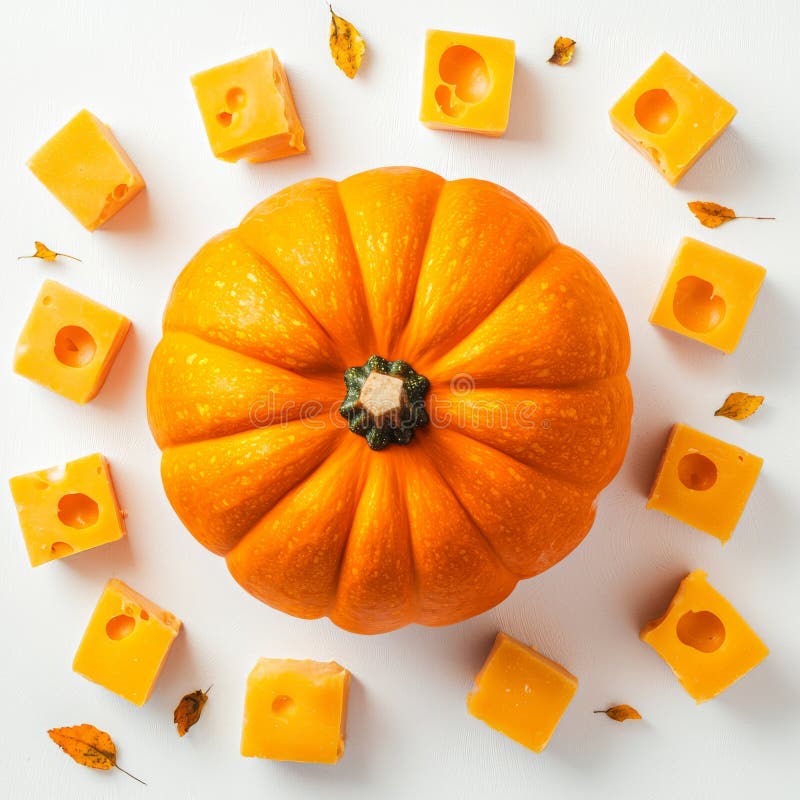 Pumpkin Cubes, Isolated on White with a Clipping Path, Showcasing Full ...