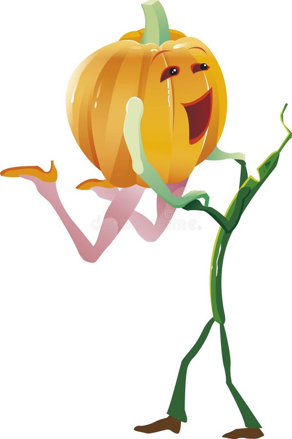 Pumpkin Dance with Green Bean Stock Vector - Illustration of smile ...