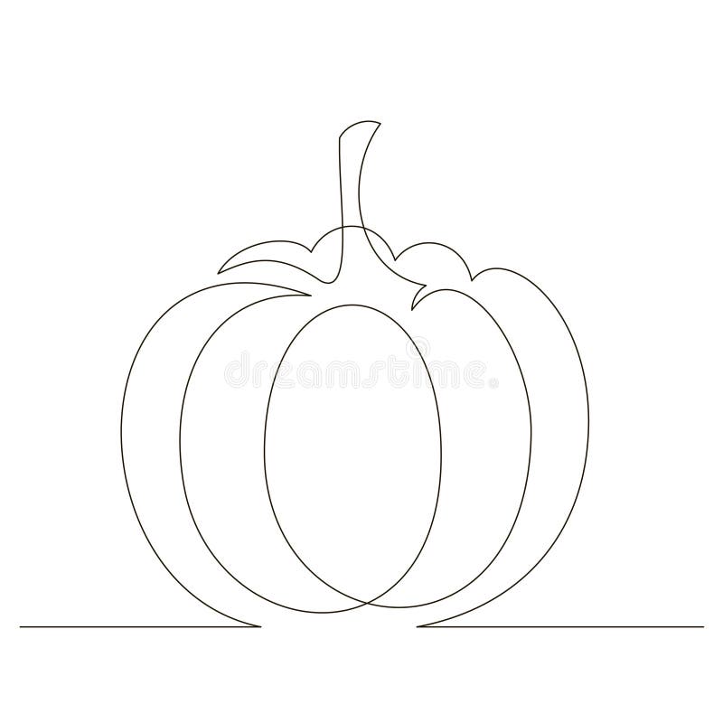 The Pumpkin is Drawn in One Solid Line. Halloween, Thanksgiving ...