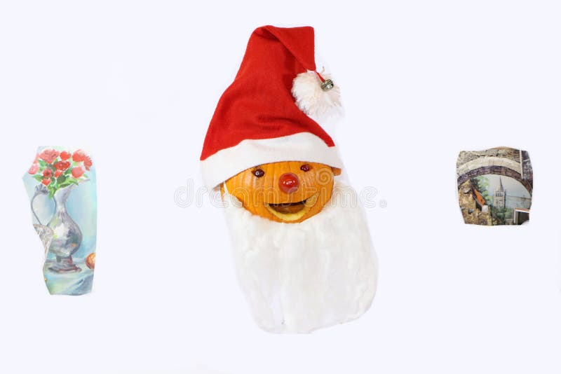 Pumpkin Dressed in Santa Claus Stock Photo - Image of decoration ...