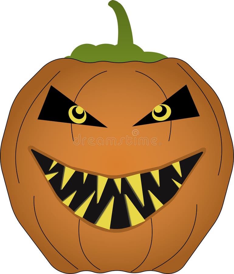 Pumpkin, Evil Smile on Transparent Background, Elements Stock Vector ...