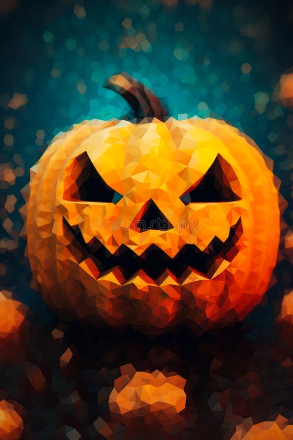 Pumpkin with Face Made Out of Triangles on it. Generative AI Stock ...