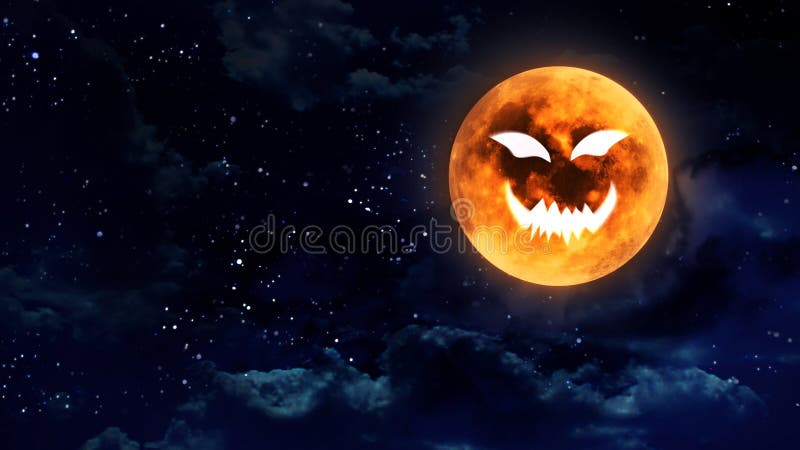 Pumpkin face moon stock illustration. Illustration of holiday - 61142518