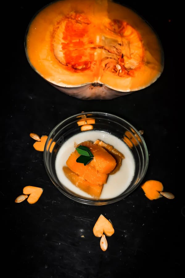 Pumpkin Food with Black Background. Food Photography Stock Image ...