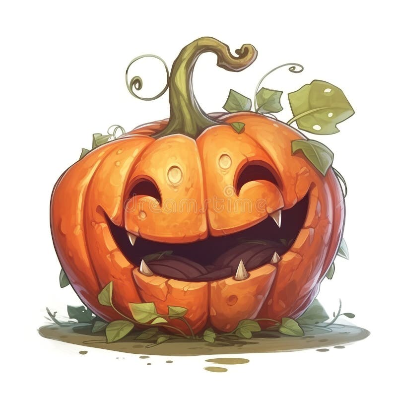 Pumpkin Fun: a Playful Pumpkin with a Joyful Smile and Sharp Teeth ...