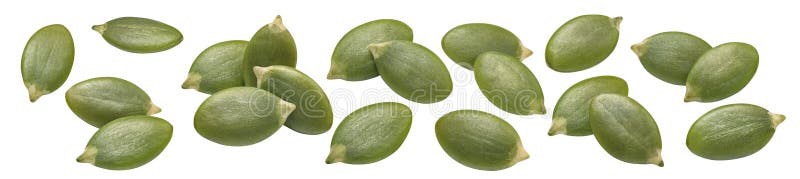 Pumpkin Green Seed Set Isolated on White Background. Single and Double ...