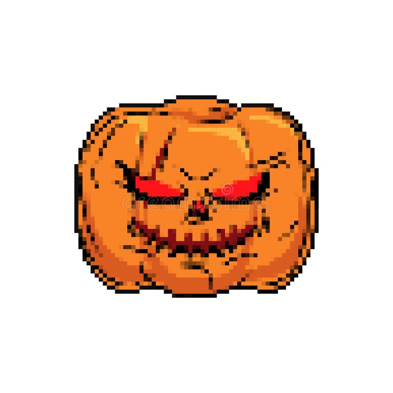 Pumpkin Halloween Pixel Art. Horror Symbol 8 Bit Stock Vector ...