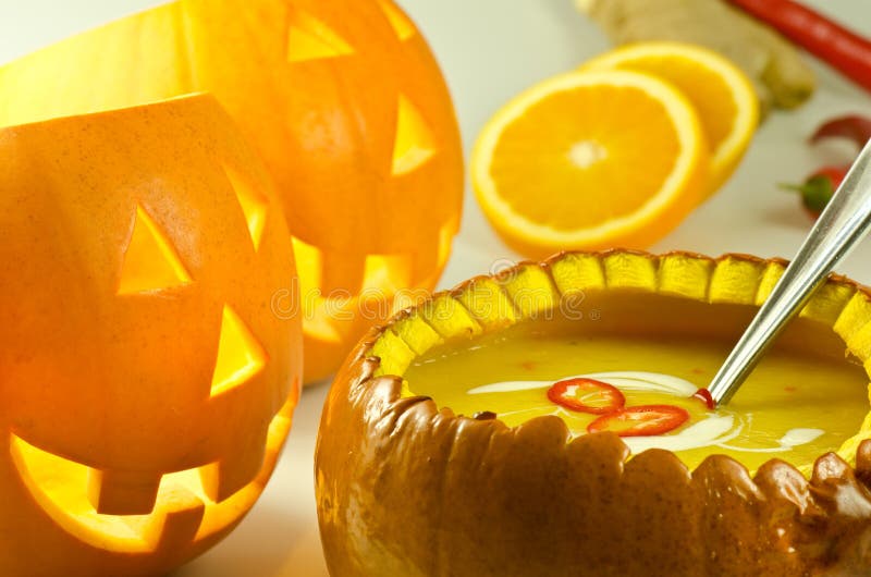 Pumpkin halloween soup stock image. Image of lanterns - 21440147