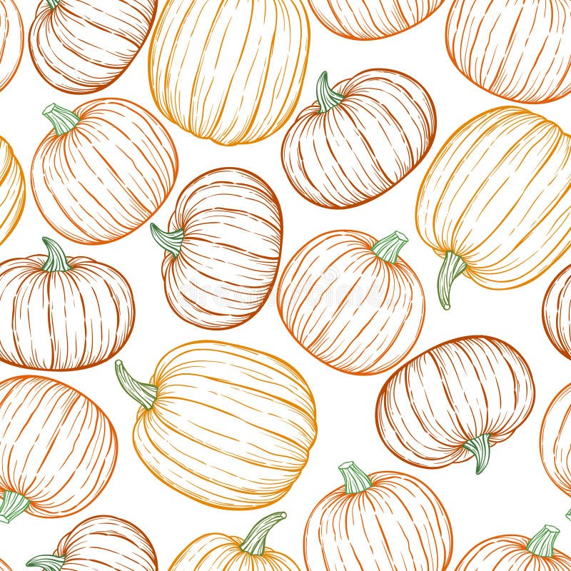 Pumpkin Hand Drawn Sketch Vector Seamless Pattern Stock Vector ...