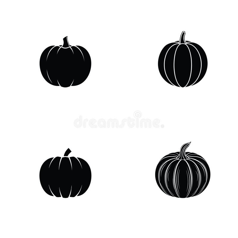 Pumpkin Icon Set Vector Set of Four Stock Vector - Illustration of ...