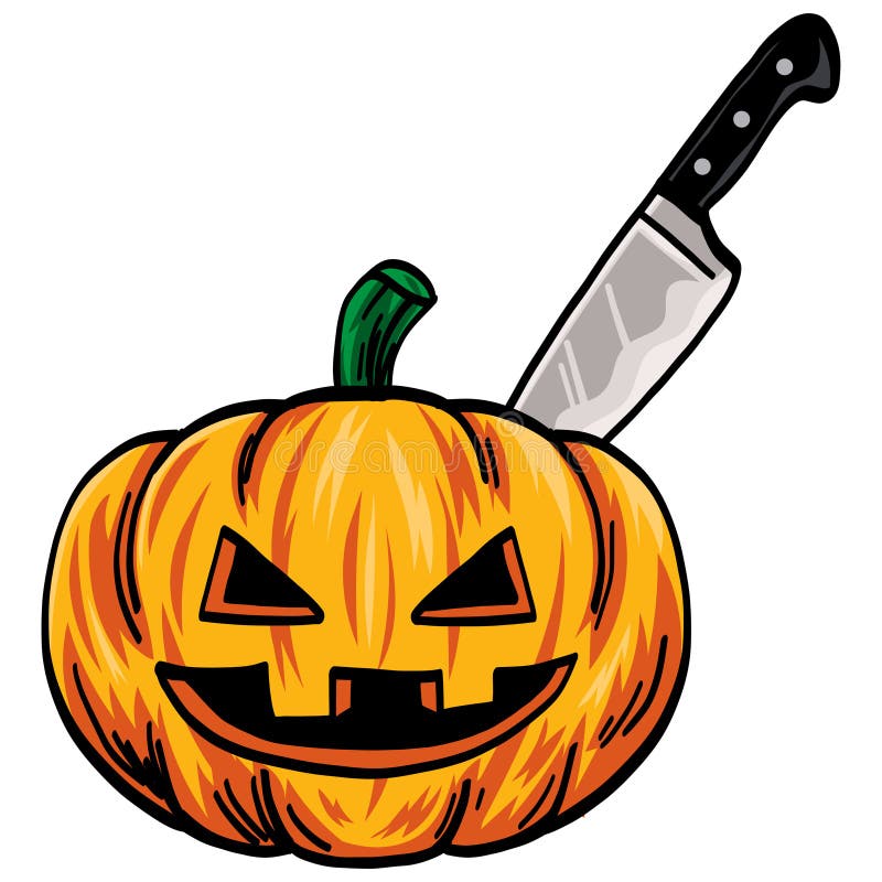Pumpkin with a Knife in Head Halloween Vector Illustration Stock Vector ...