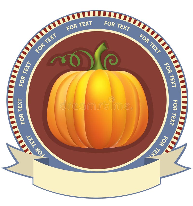 Pumpkin Label with Scroll for Text. Stock Vector - Illustration of ...