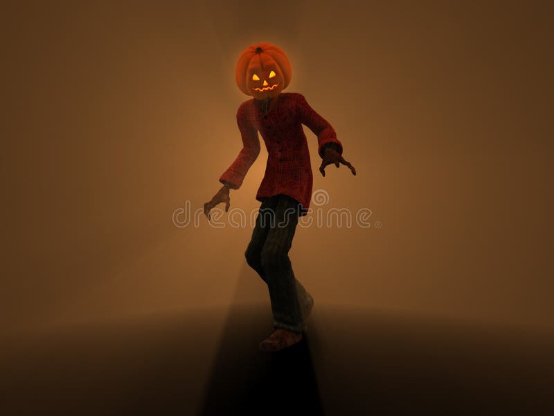 Halloween Character Pumpkin Man Running Stock Illustration ...