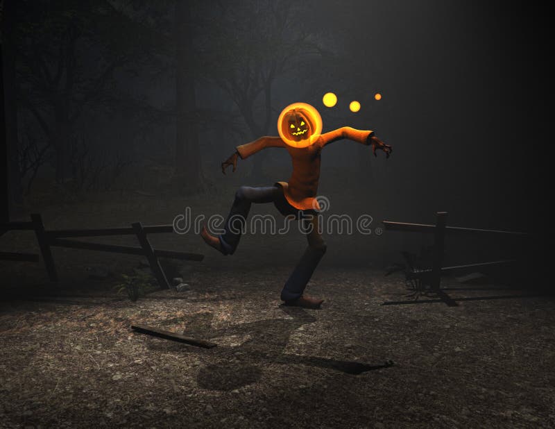 Pumpkin Man Halloween Character Stock Illustration - Illustration of ...