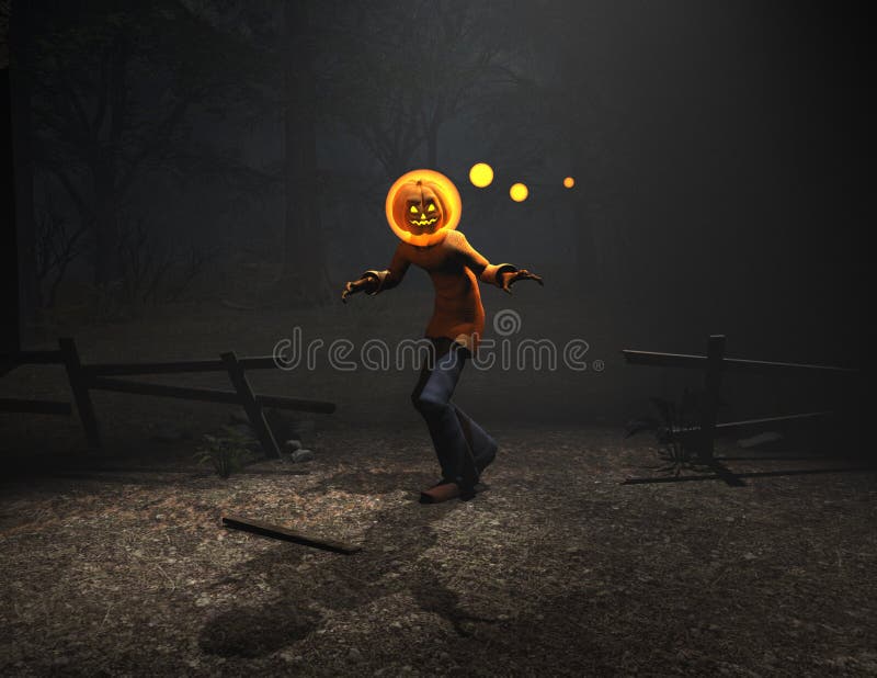 Pumpkin Man Halloween Character Stock Illustration - Illustration of ...
