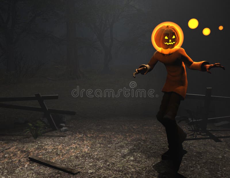 Pumpkin Man Halloween Character Stock Illustration - Illustration of ...