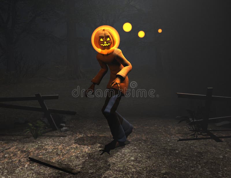 Pumpkin Man Halloween Character Stock Illustration - Illustration of ...