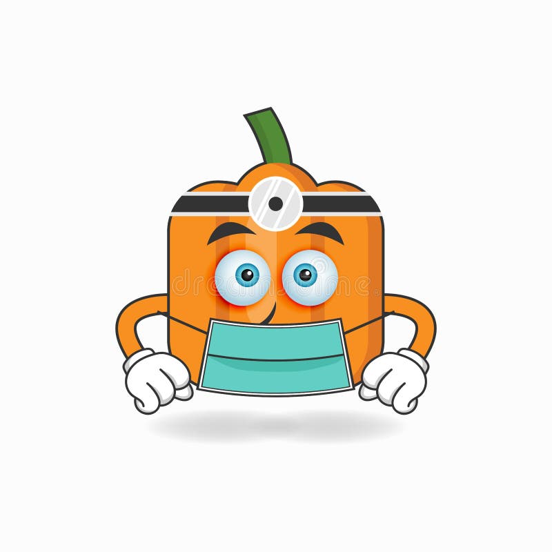 The Pumpkin Mascot Character Becomes a Doctor. Vector Illustration ...