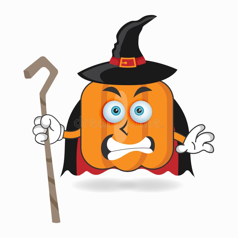 The Pumpkin Mascot Character Becomes a Magician. Vector Illustration ...