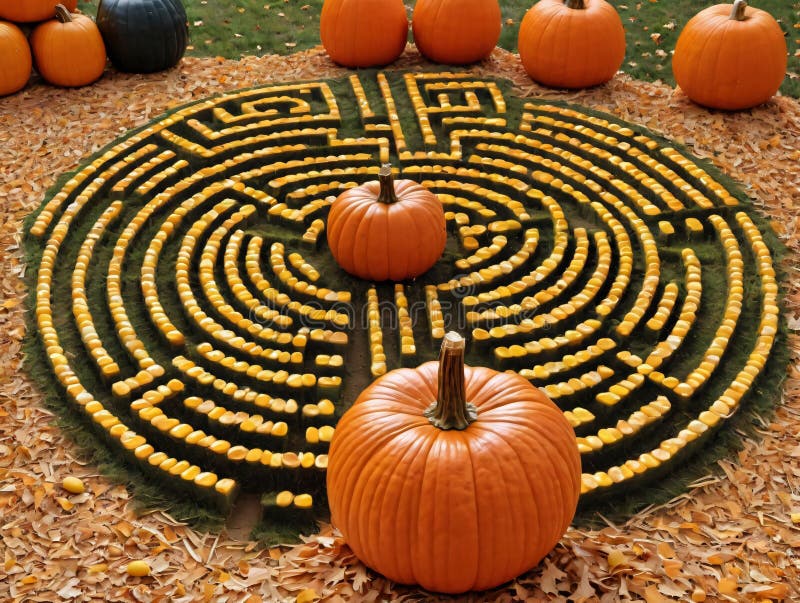 A Pumpkin Maze with Pumpkins in the Middle. Generative AI Stock ...