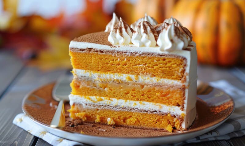 A Pumpkin Mousse Cake with Layers of Pumpkin Mousse and Sponge Cake ...