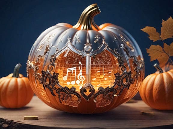 Pumpkin with Musical Notes Inside Stock Illustration - Illustration of ...