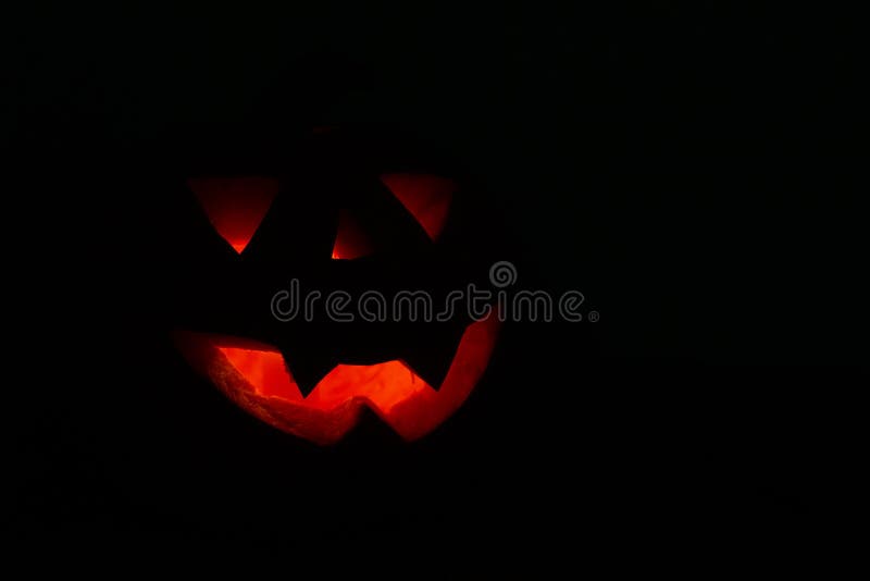 Pumpkin at Night for Halloween,the Carved Pumpkin Glows at Night in the ...