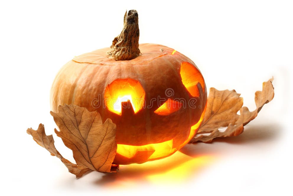 Pumpkin with oak leaves stock photo. Image of pumpkin - 33806708