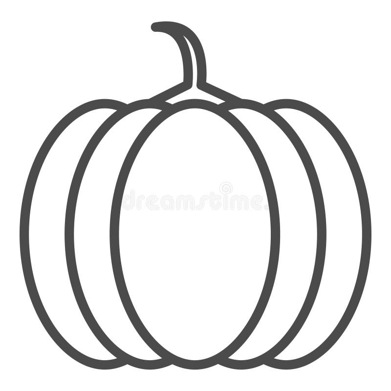 Pumpkin Outline Vector Illustration. Line Art Vector Icon for Apps and ...