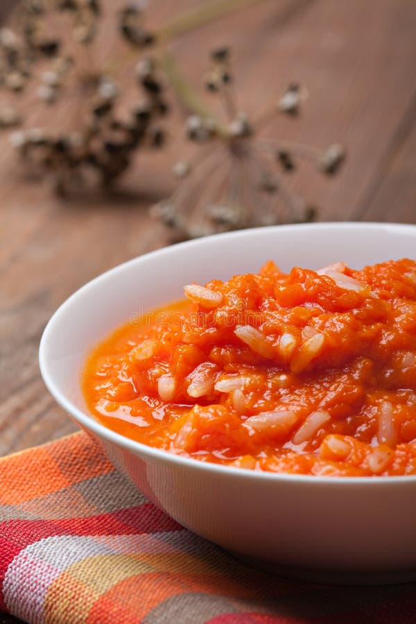 Pumpkin pap with rise stock image. Image of dinner, food - 25586295