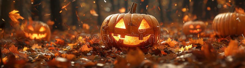 A Pumpkin Patch Ad Featuring Glowing Jack-o-lanterns and Autumnal ...