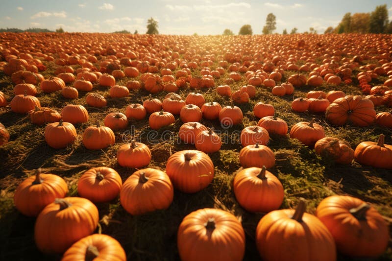 Pumpkin Patch Aerial View with Rows of Pumpkins Stock Illustration ...