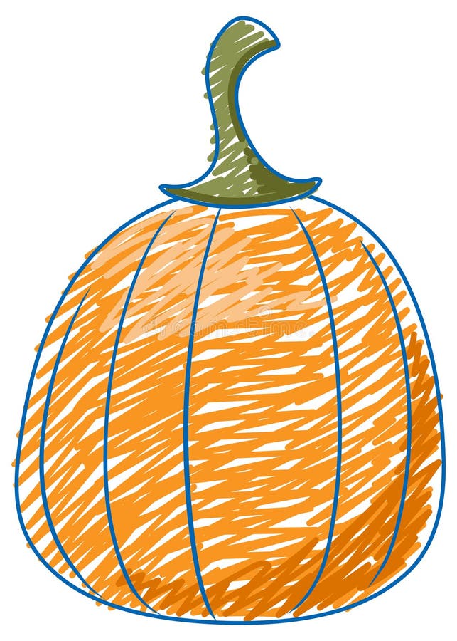 Pumpkin Pencil Colour Sketch Simple Style Stock Vector - Illustration ...