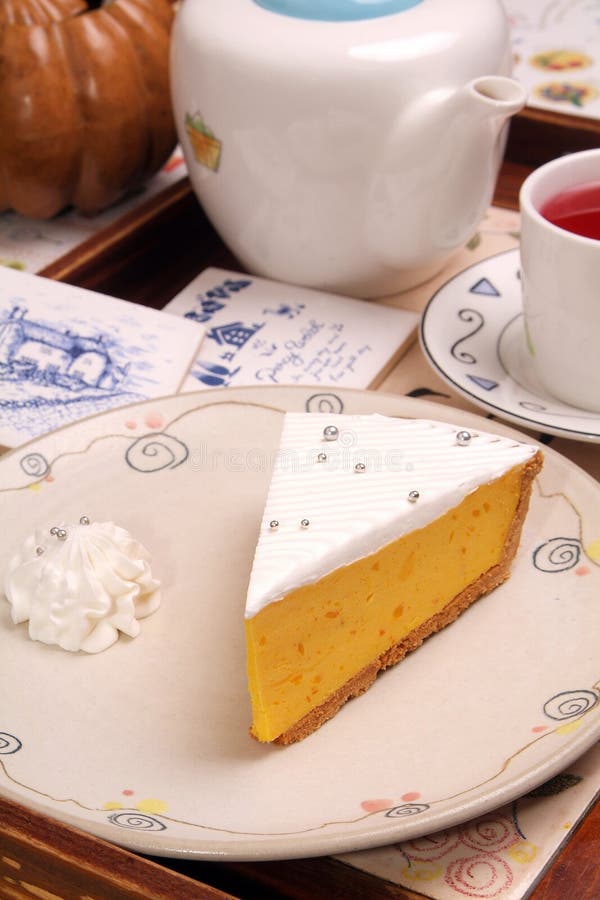 Pumpkin pie stock image. Image of food, teacup, tray - 15381533